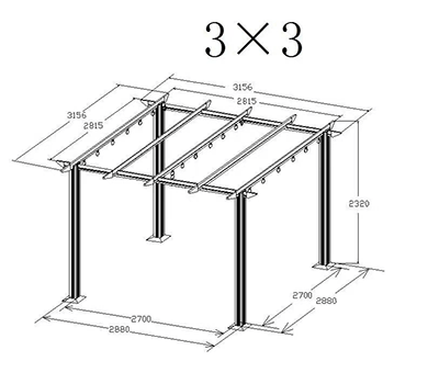 Hartman Roma Pergola 3m x 3m - Grey - £599 | Garden4Less UK Shop