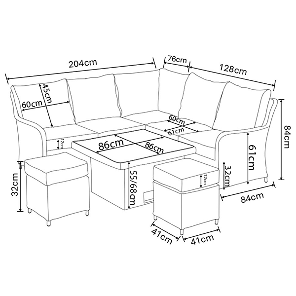 Hartman Eton Square Corner Set with Adjustable Table in Beech/Oatmeal ...