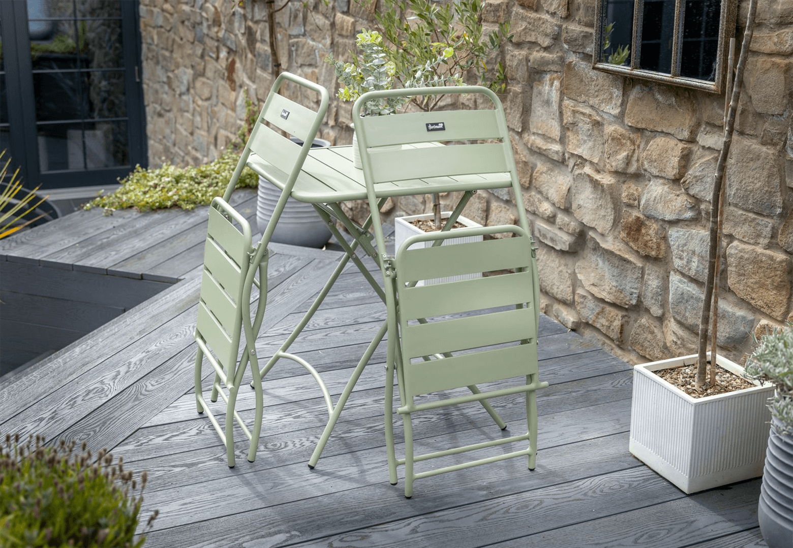 Hartman Urban Folding Bistro Set in Sage / Ivory - £249 | Garden4Less ...