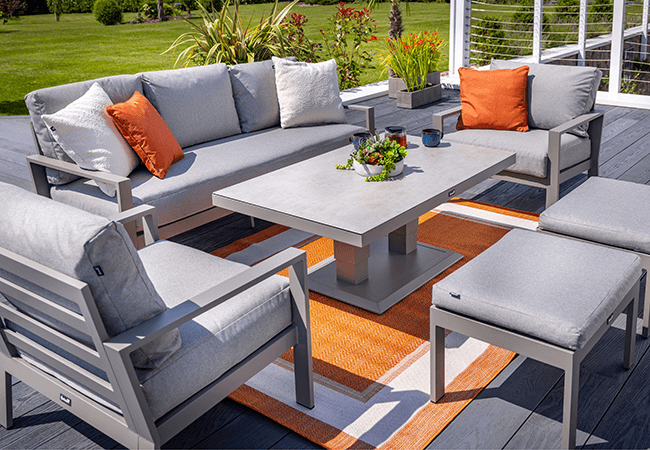 Hartman Rio 3 Seat Lounge Set with Adjustable Table in Taupe and Pewter ...