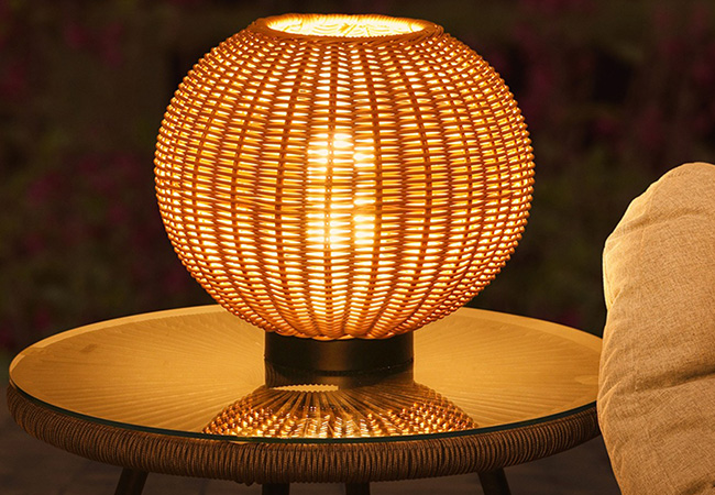 Lume Orta Sesame Rattan 28cm Table Lamp - £59.99 | Garden4Less UK Shop