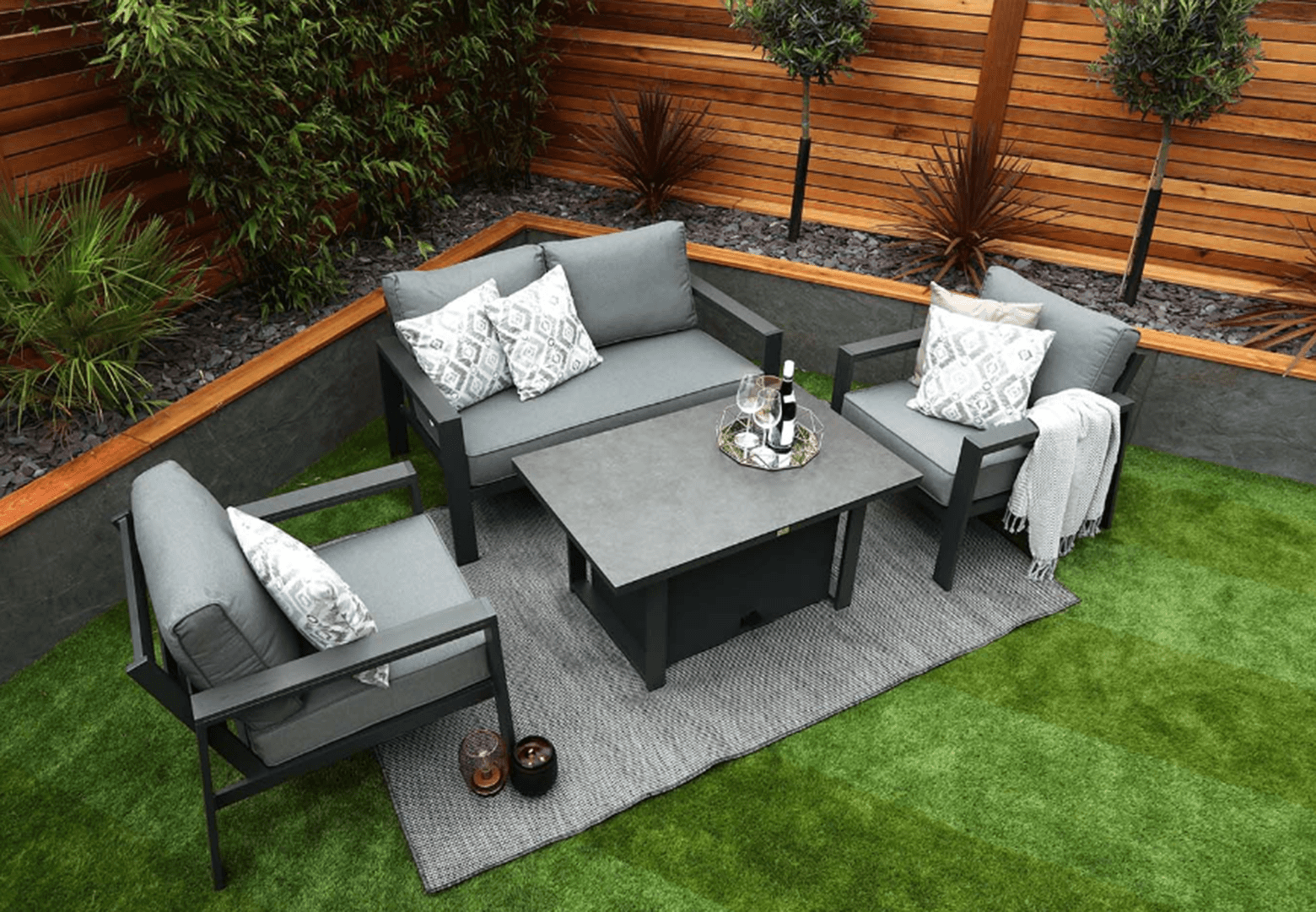 Supremo Melbury 2 Seat Lounge Set with Adjustable Table in Charcoal ...