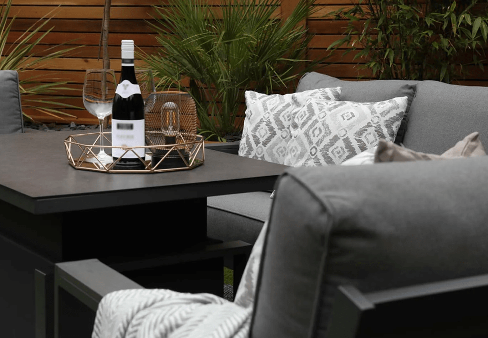 Supremo Melbury 2 Seat Lounge Set with Adjustable Table in Charcoal ...